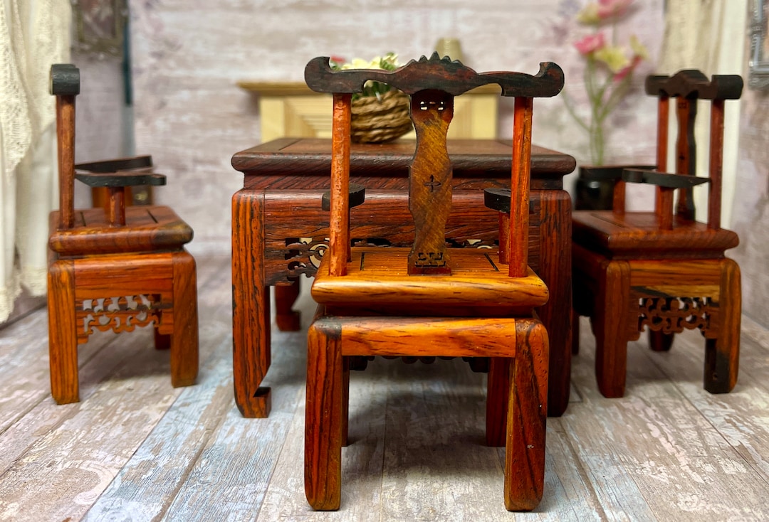 Beautiful Well Made Miniature Chinese Ming Era Rosewood Table and Four ...