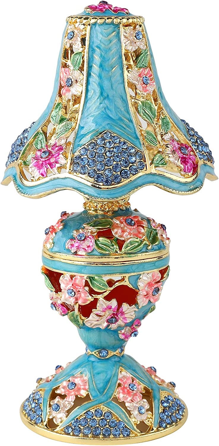 Rare Miniature Teal Enameled Lamp With Blue Embedded - Etsy