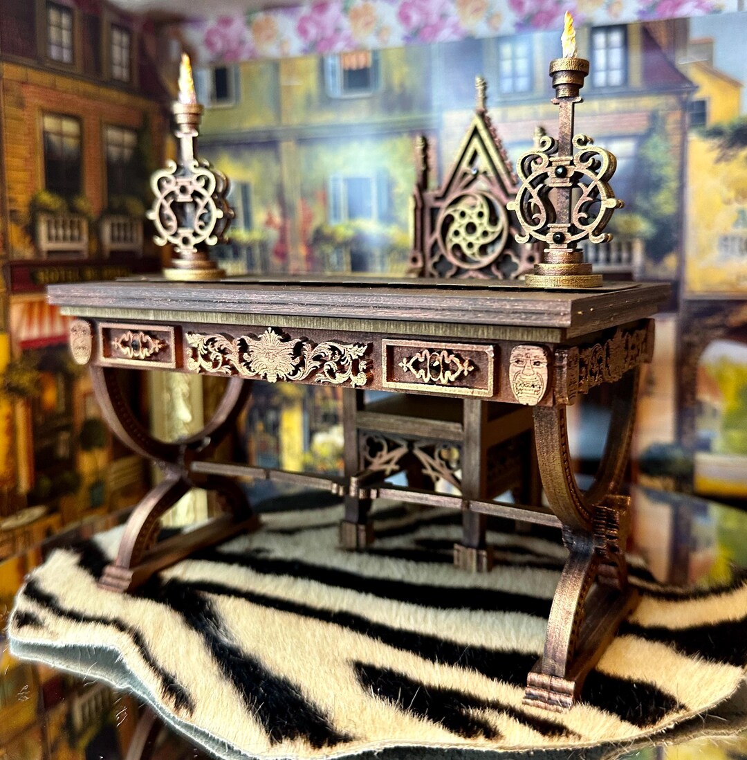 1:12 Middle Ages Lord of the Manor Dark Stained Desk Armchair - Etsy