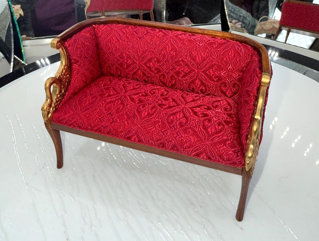 Pitt Wang Essentials 1:12 Miniature French Empire Imperial Swan Settee ...