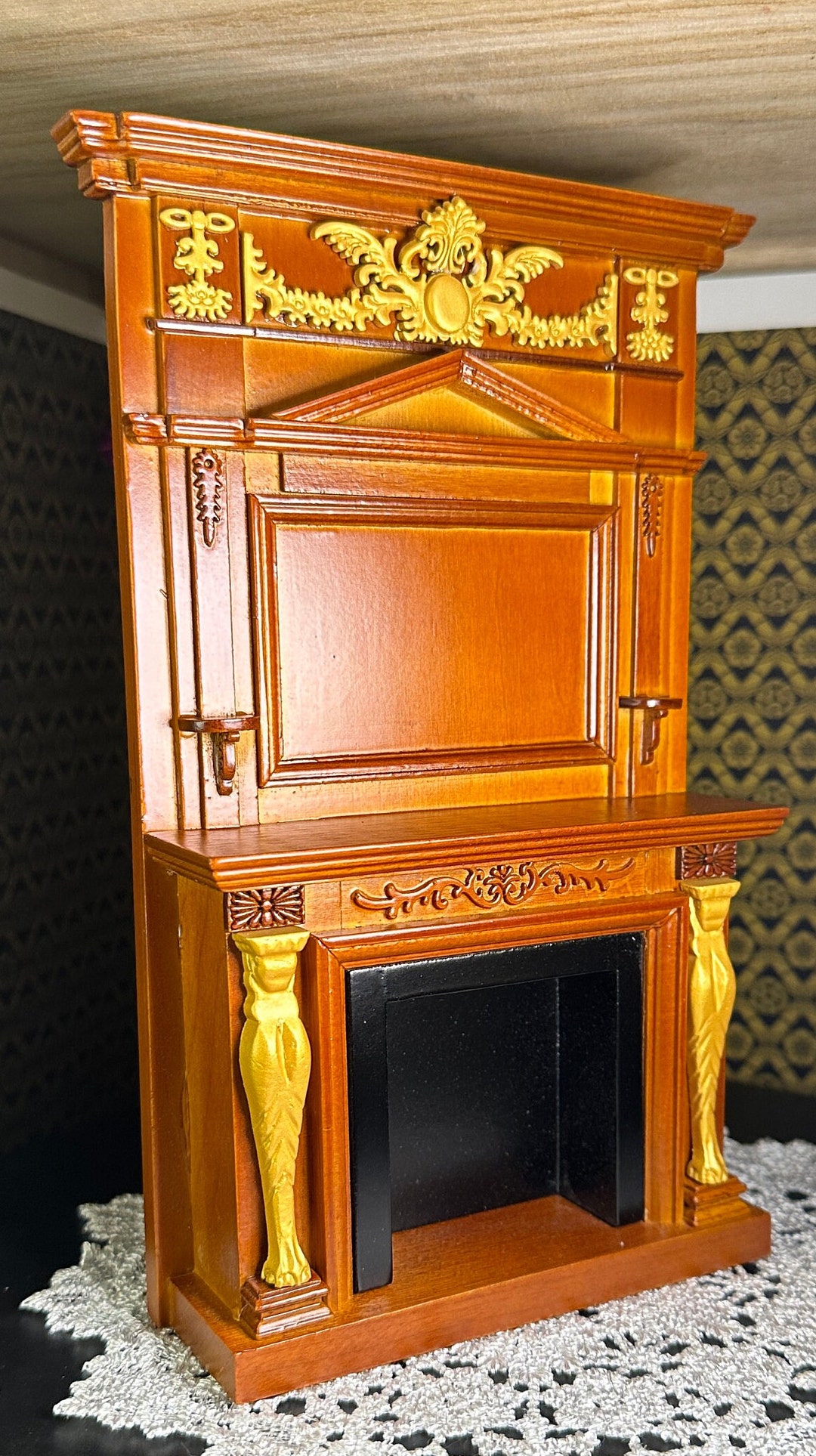 Platinum Miniatures Dollhouse Decor Replica Empire Fireplace Wall Unit ...