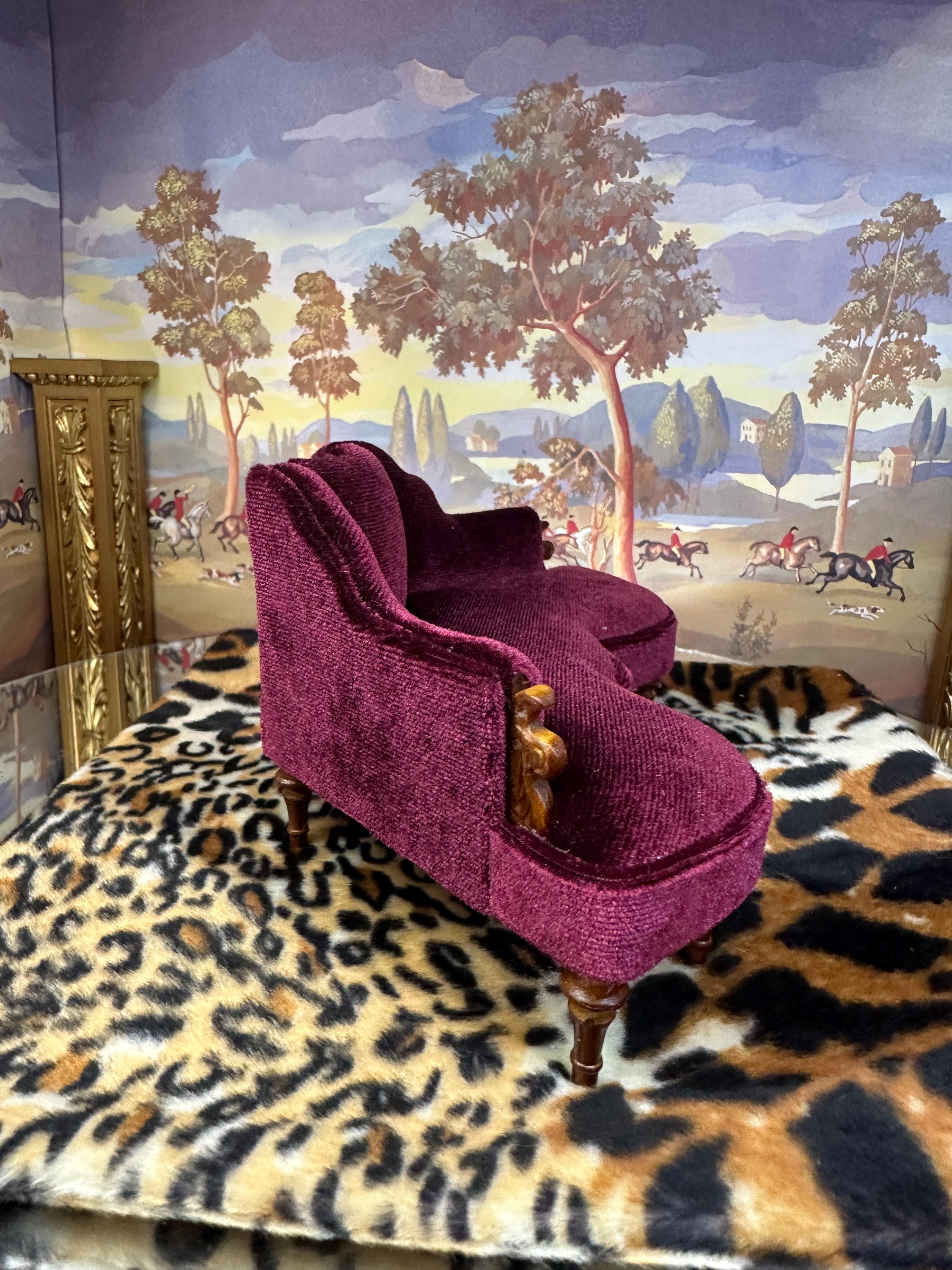 1:12 Miniature Borne Settee Burgundy Velvet - Etsy