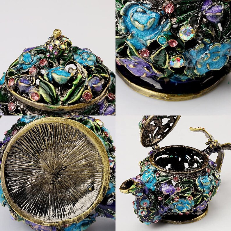 Beautiful Miniature Enameled Zinc Alloy and Precious Stones - Etsy