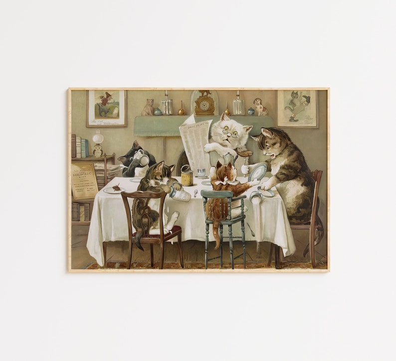 Cat Breakfast Kitchen Printable Art | Digital Download | Kitchen Cat ...