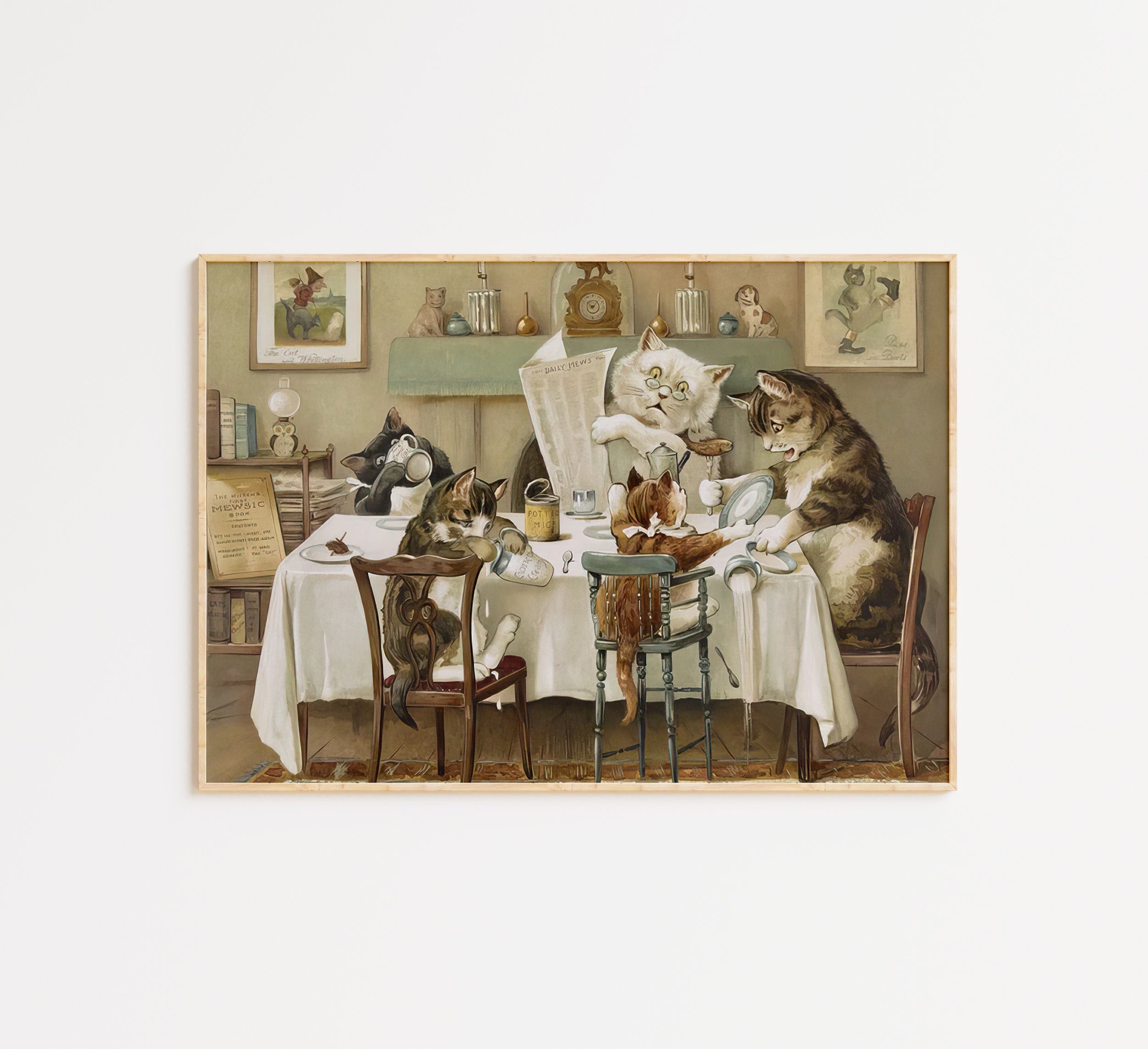 Cat Breakfast Kitchen Printable Art Digital Download Kitchen Cat Art ...