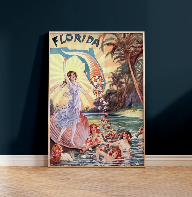 Florida Poster Printable Art Digital Download Florida Wall Art Tropical ...