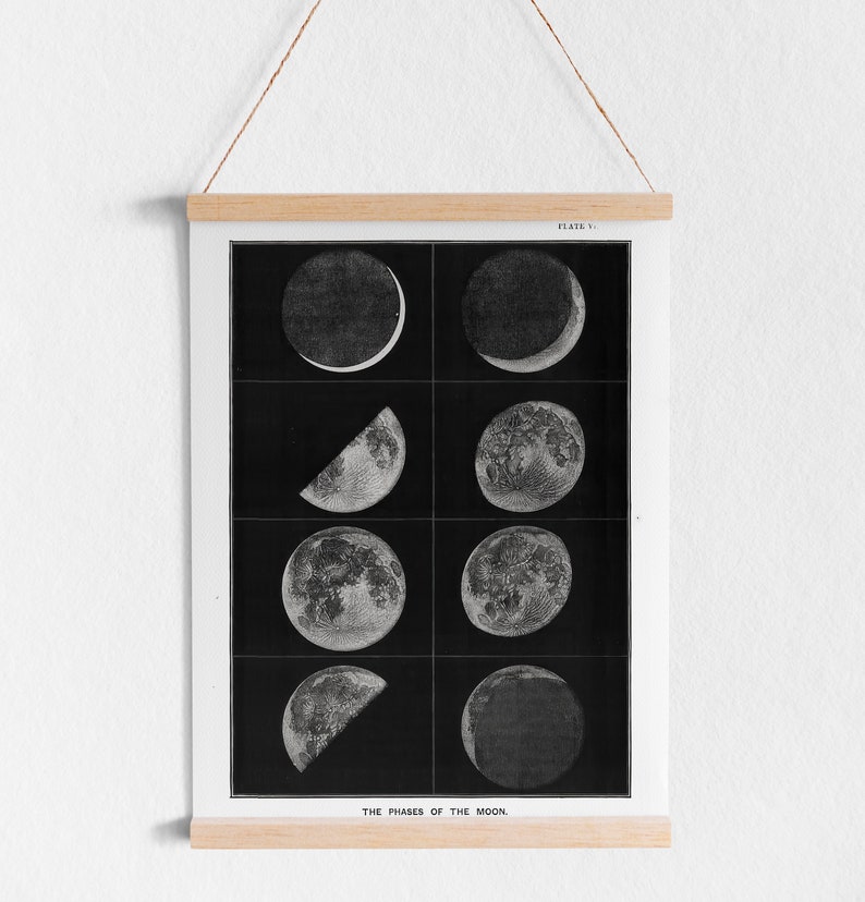 Printable Moon Phases Print Digital Download Moon Phase Poster Vintage ...