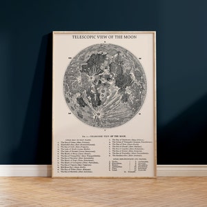 Printable Moon Map Print | Digital Download | Vintage Moon Print | Moon ...