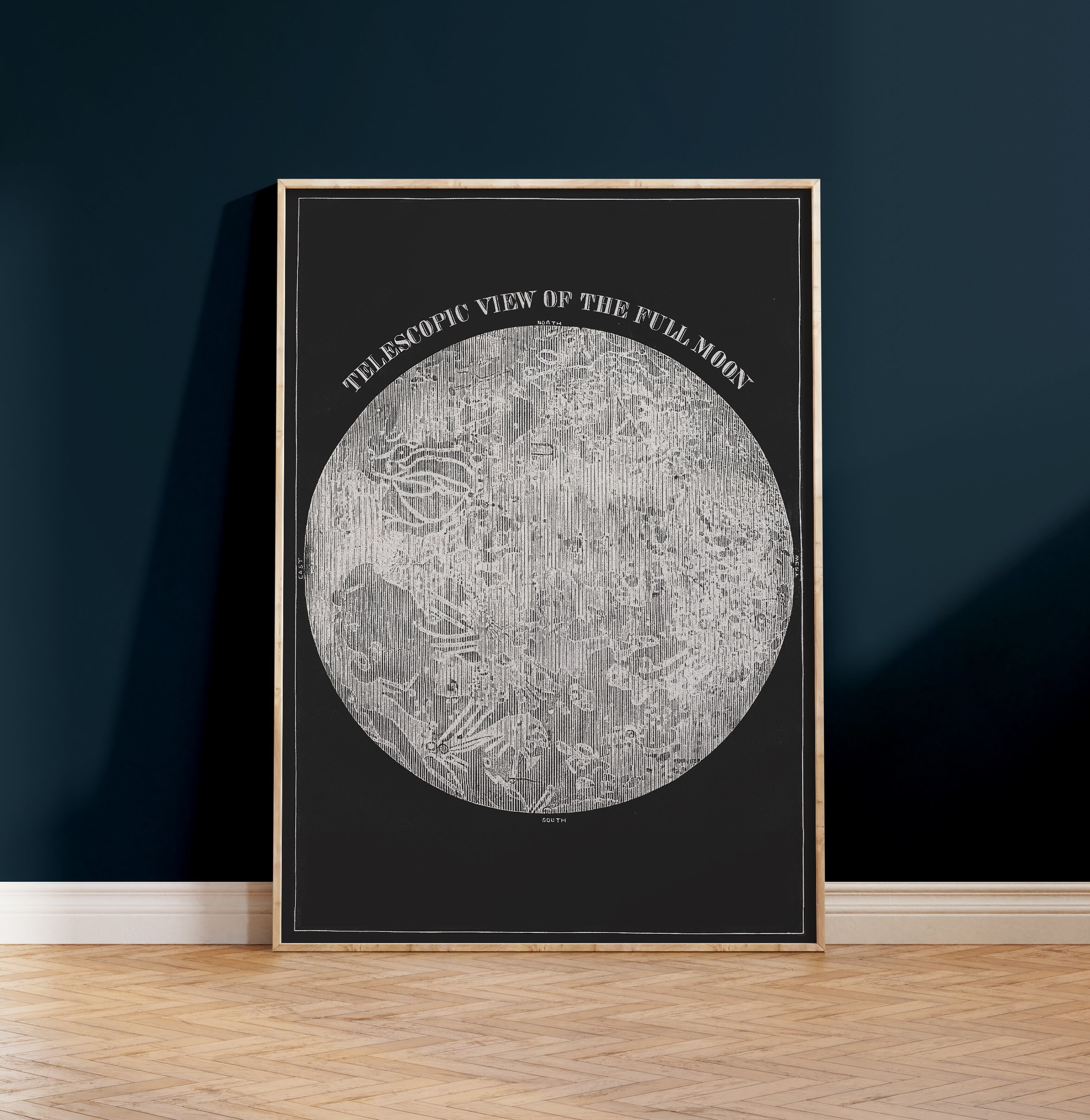 Full Moon Printable Wall Art Digital Download Antique Moon Print Moon ...