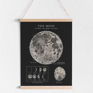 Moon Phases Printable | Vintage Moon Poster | Moon Phases Print | Lunar ...