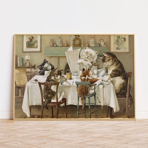 Cat Breakfast Kitchen Printable Art | Digital Download | Kitchen Cat ...