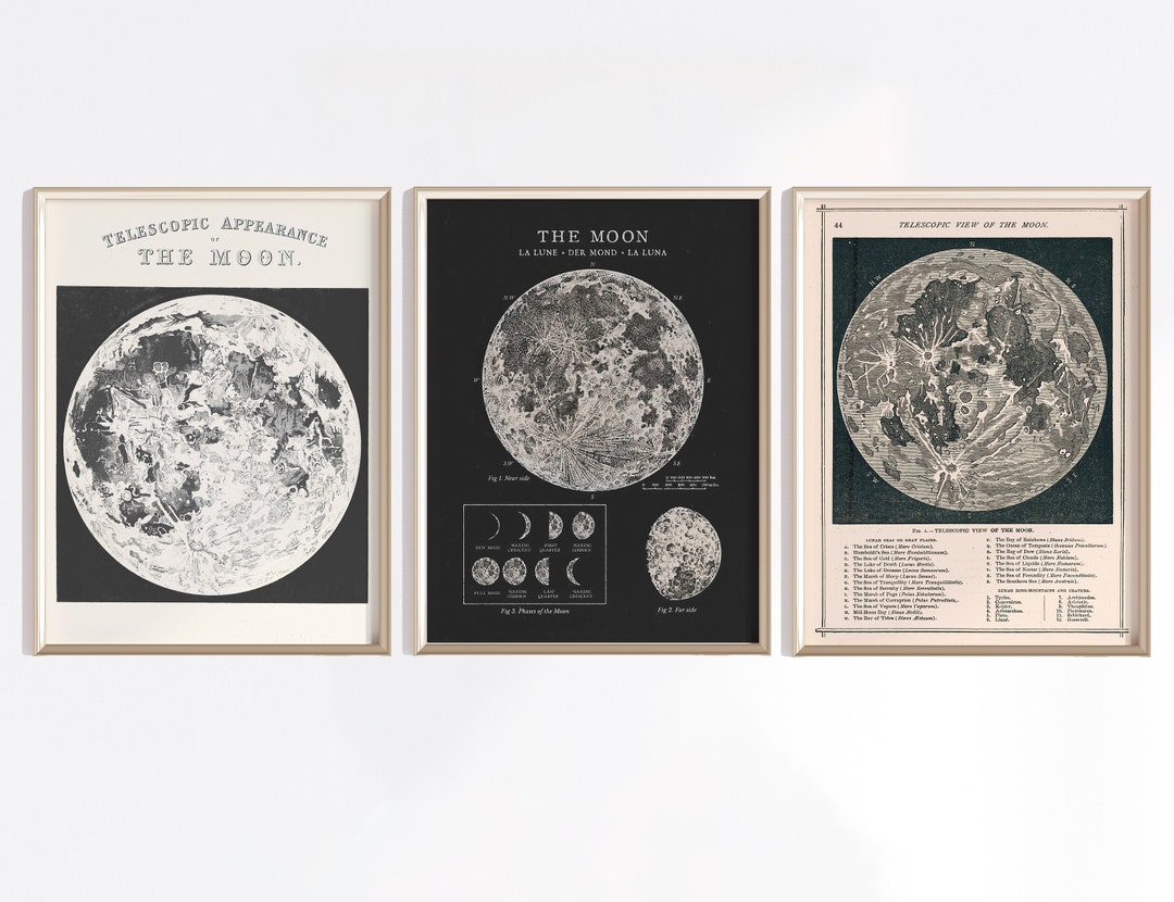 Moon Set of 3 Printable Posters | Digital Download |moon Phases Print ...