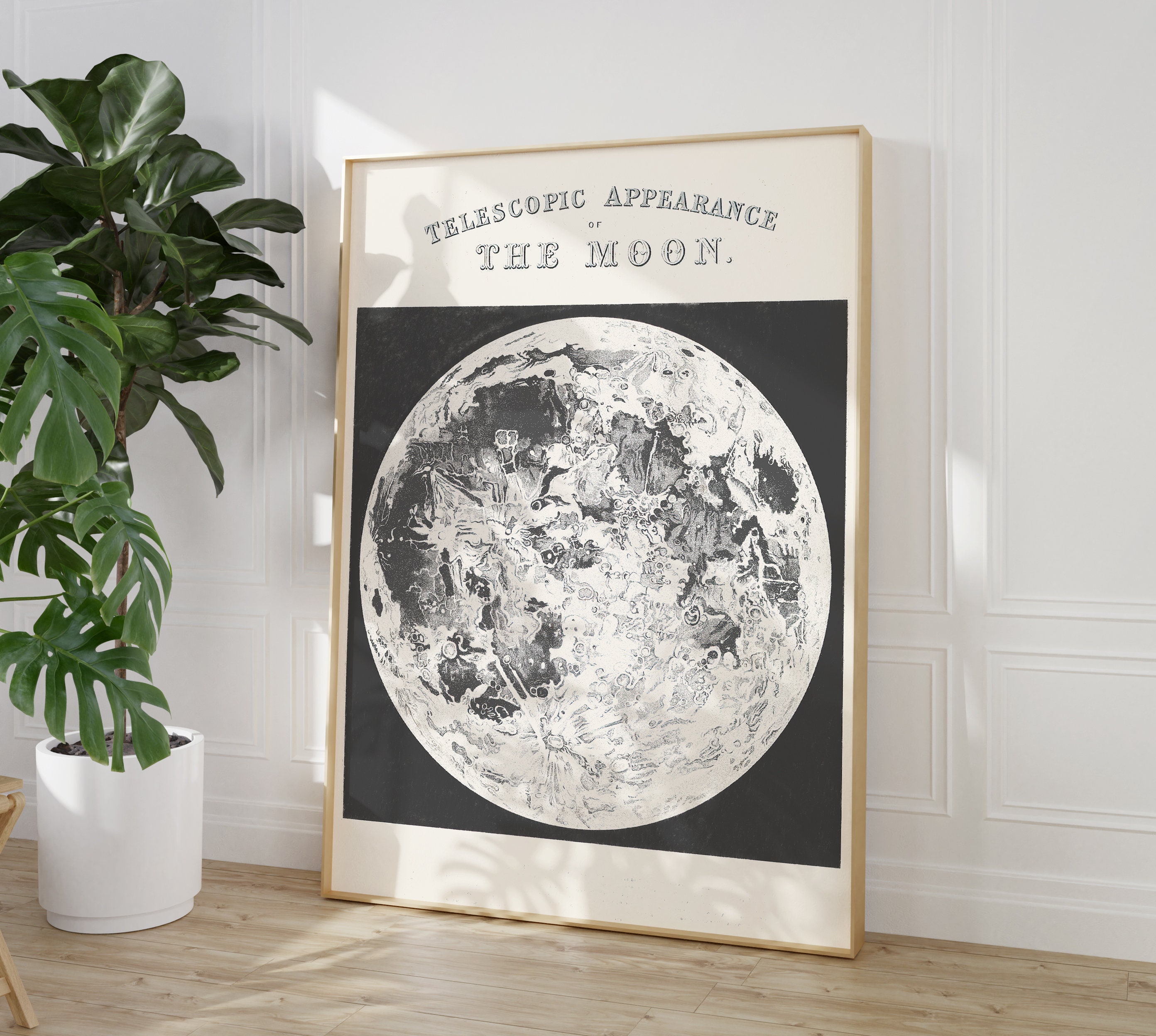 The Moon Printable Wall Art Digital Download Moon Poster Antique ...