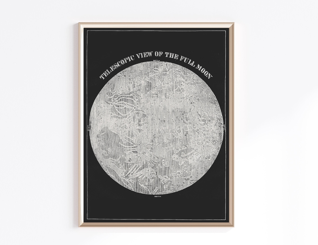 Full Moon Printable Wall Art | Digital Download | Antique Moon Print ...