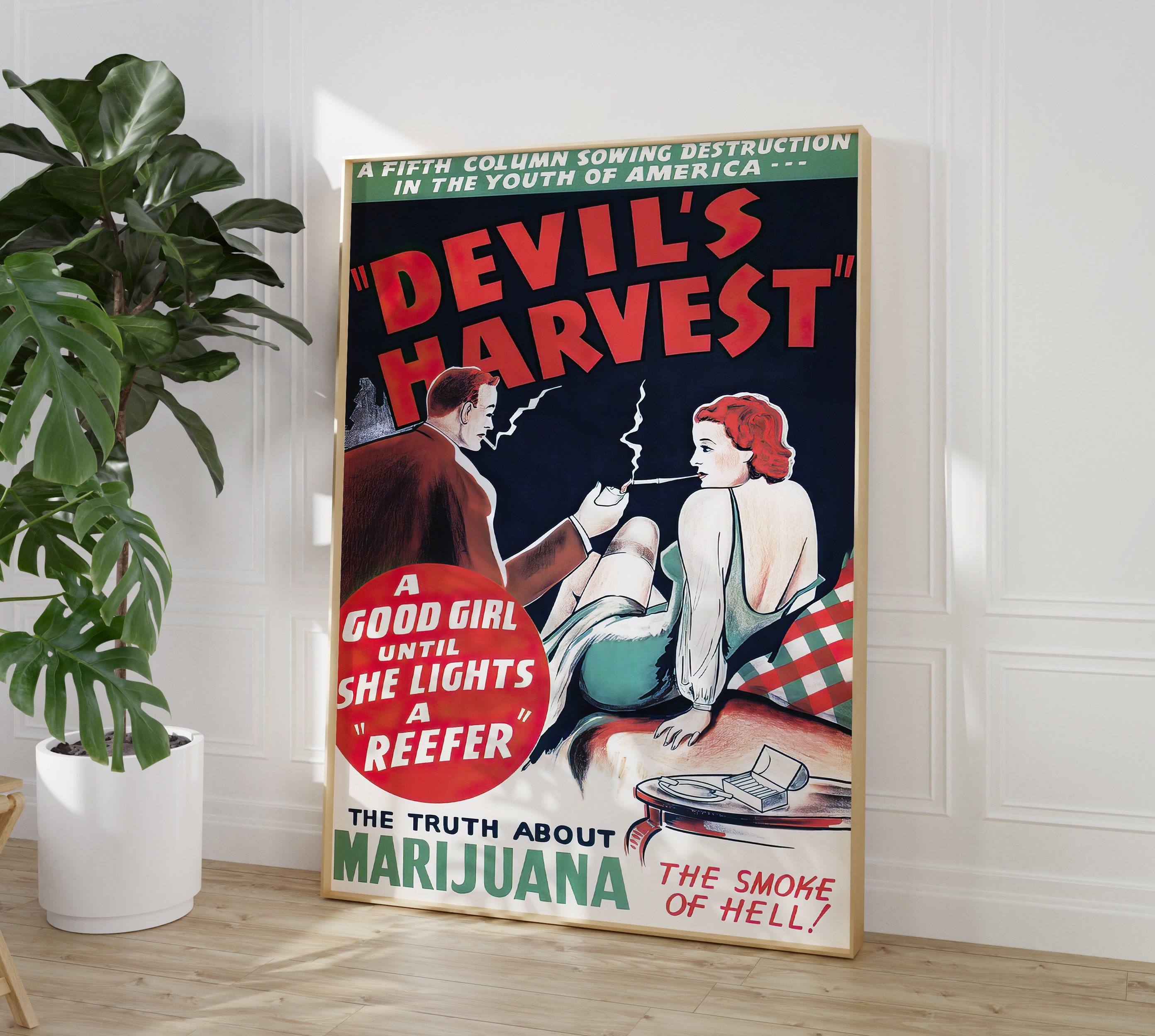 Marijuana Printable Poster Digital Download Devils Harvast Poster Cannabis Wall Art Marijuana ...
