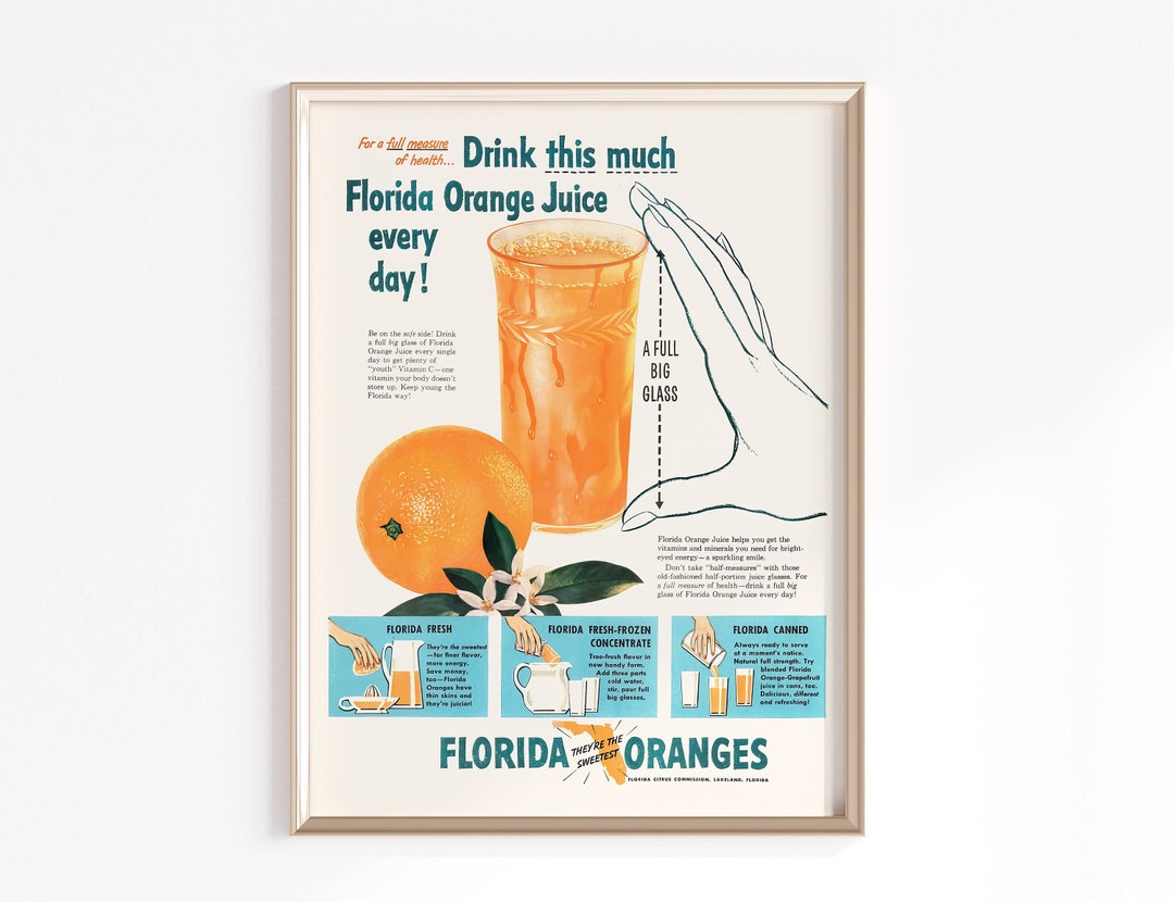 Orange Juice Printable Poster | Digital Download | Vintage Kitchen ...