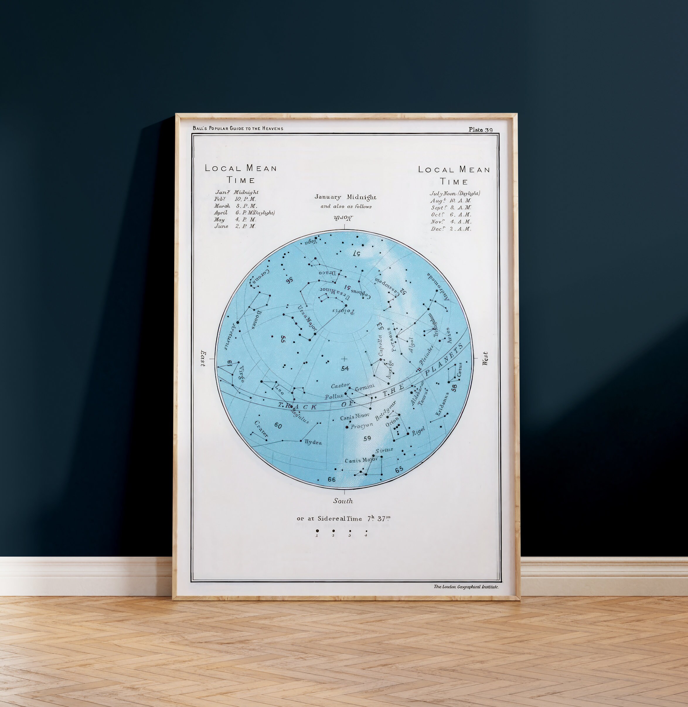 January Star Map Printable Digital Download Night Sky Print Star Map ...
