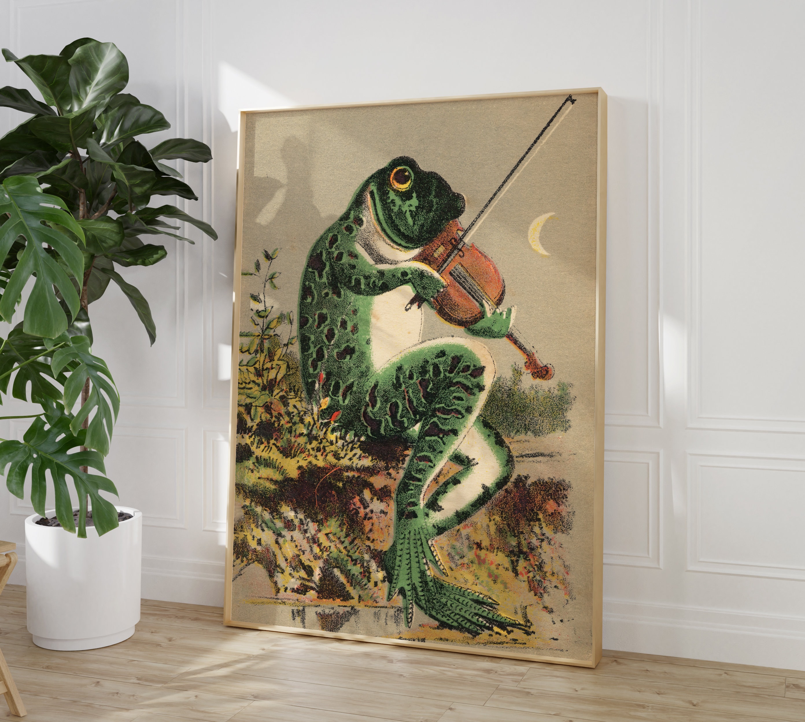 Violin Frog Printable Wall Art Digital Download Vintage - Etsy