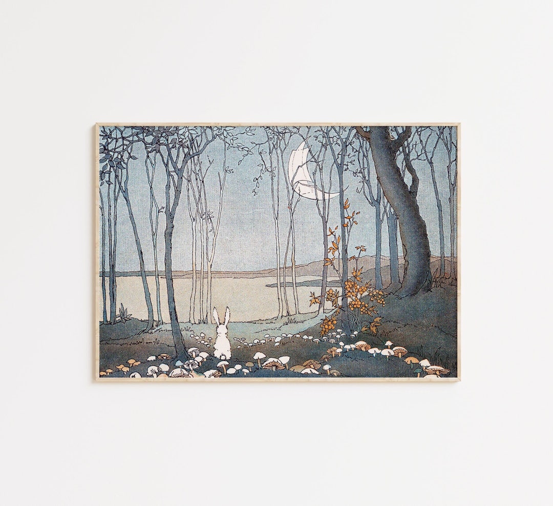Printable Cotagecore Landscape Art | Digital Download | Moonlight ...