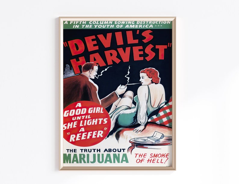 Marijuana Set of 3 Printable Posters Digital Download Devils Harvast Print Cannabis Wall Art ...