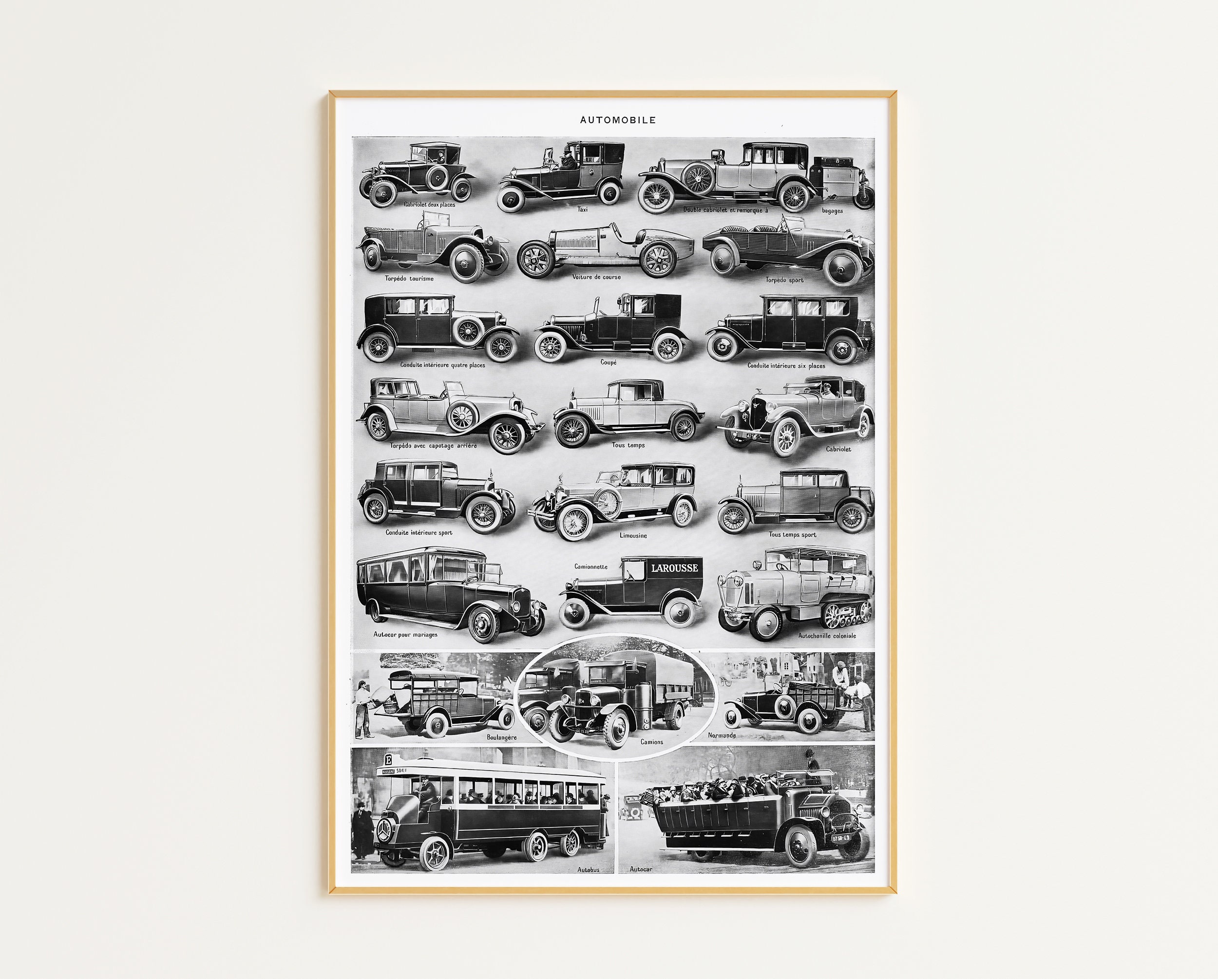 Vintage Cars Poster Digital Download Antique Car Print Automobiles ...