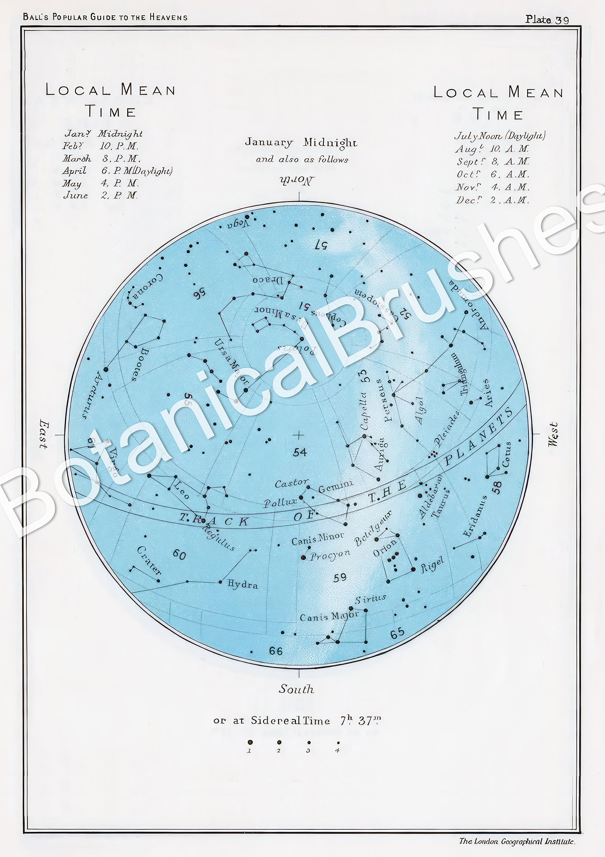 January Star Map Printable | Digital Download | Night Sky Print | Star ...