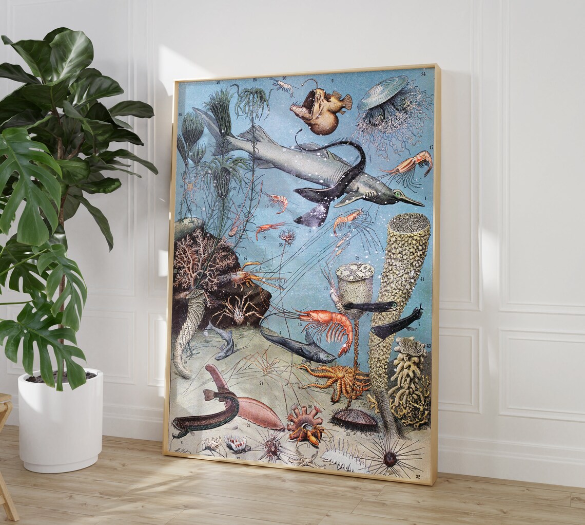 Printable Ocean Life Art Poster | Digital Download | Marine Life | Sea ...