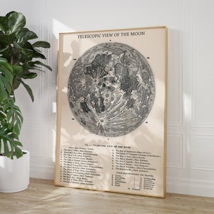 Printable Moon Map Print | Digital Download | Vintage Moon Print | Moon ...