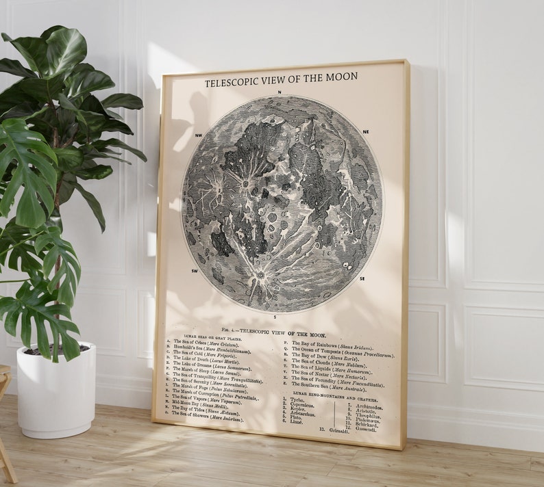 Printable Moon Map Print Digital Download Vintage Moon - Etsy
