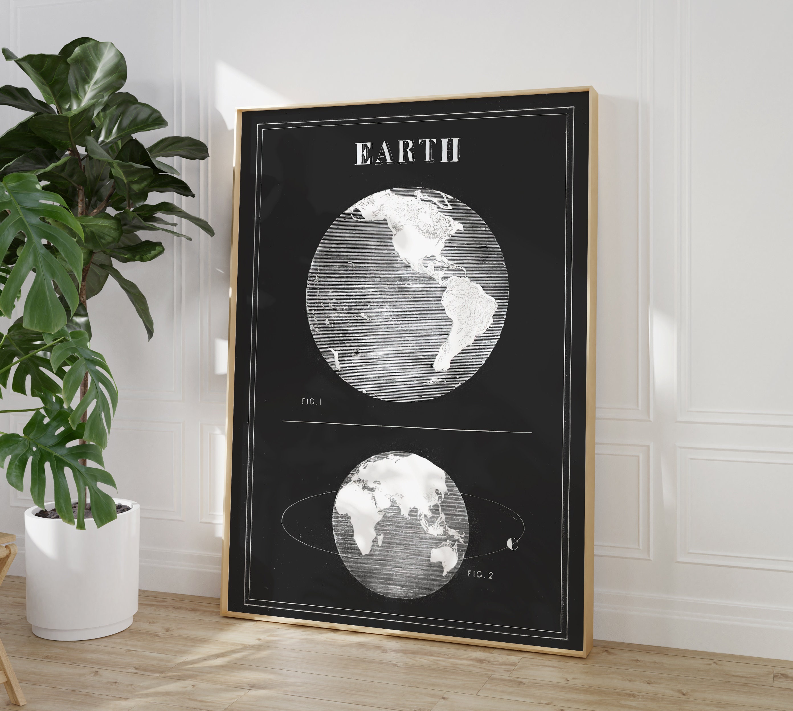 Printable Earth Wall Art | Digital Download | Space Poster | Antique ...