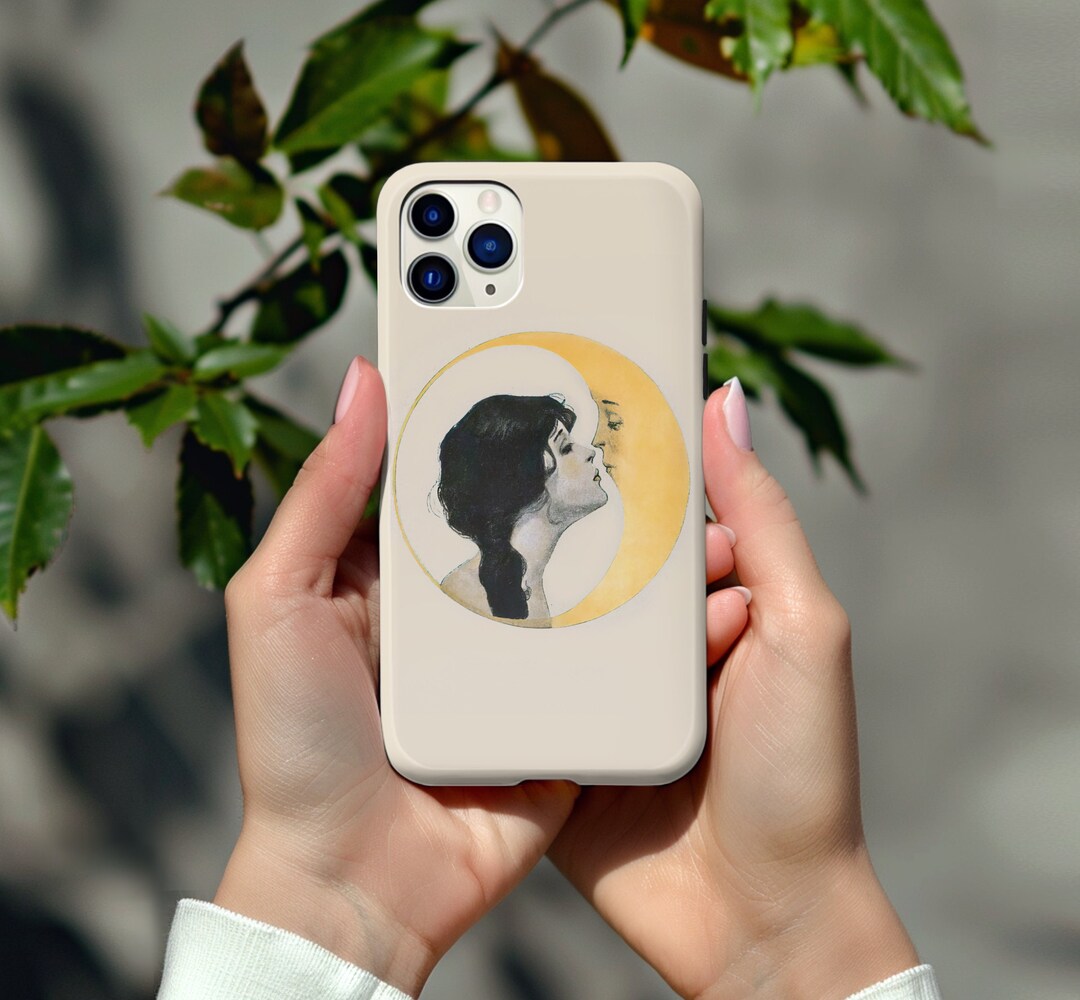 Woman Kissing Moon Phone Case, Vintage Phone Case, Moon Phone Case ...