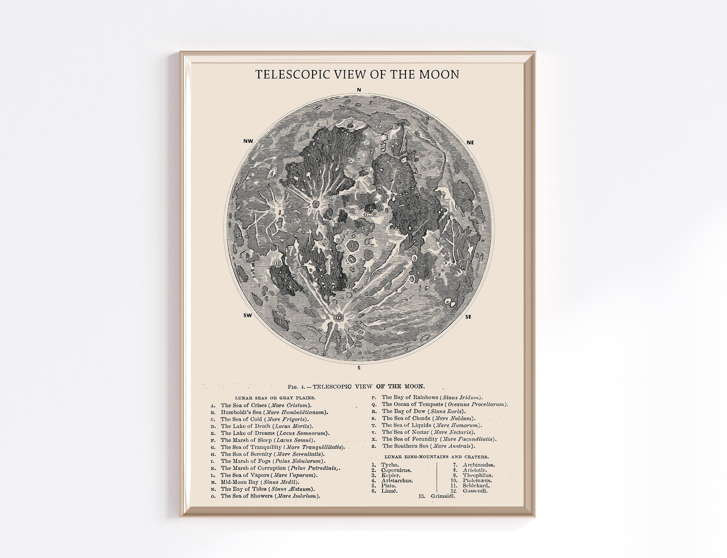 Printable Moon Map Print Digital Download Vintage Moon - Etsy