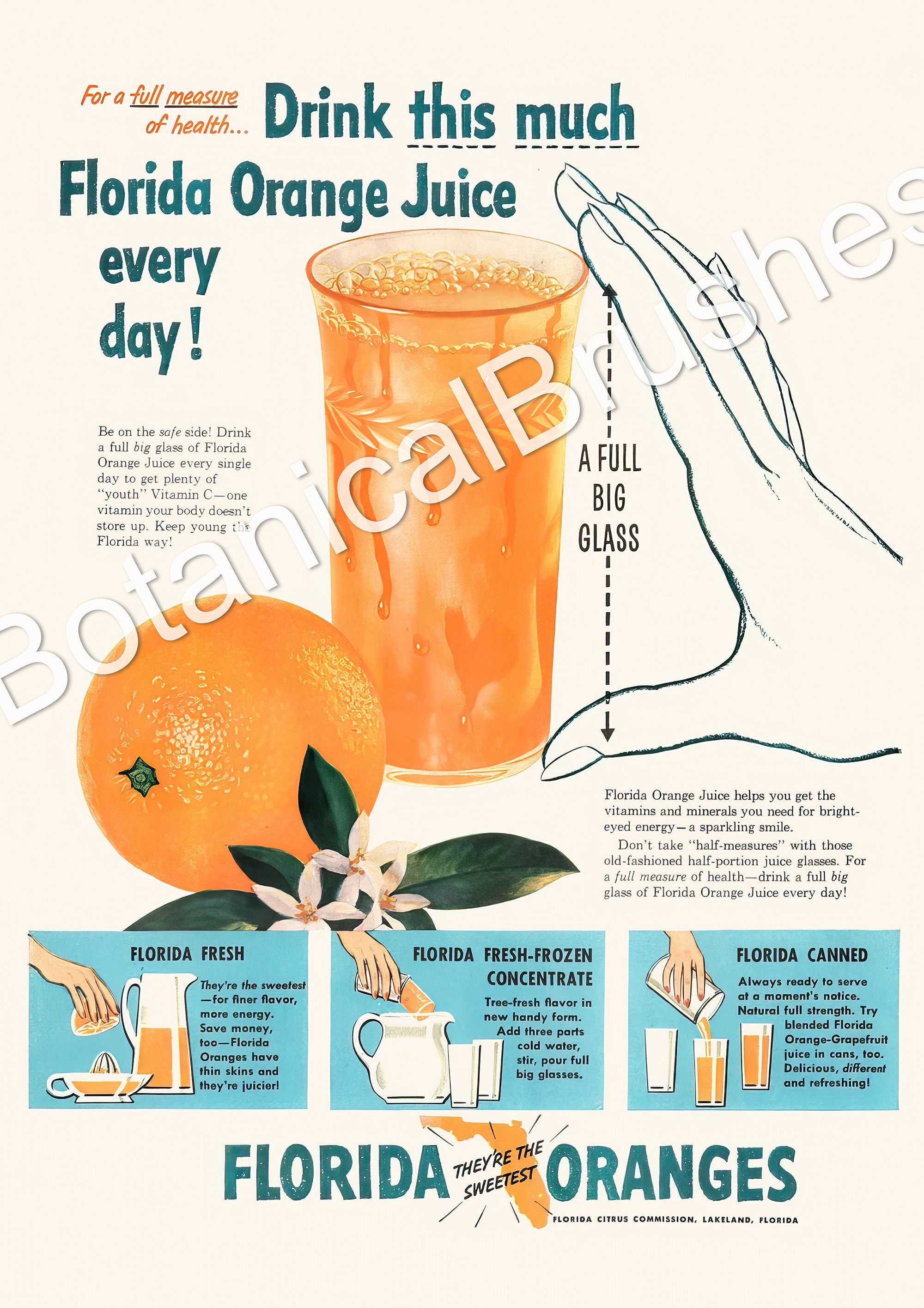 Orange Juice Printable Poster Digital Download Vintage Kitchen Print ...