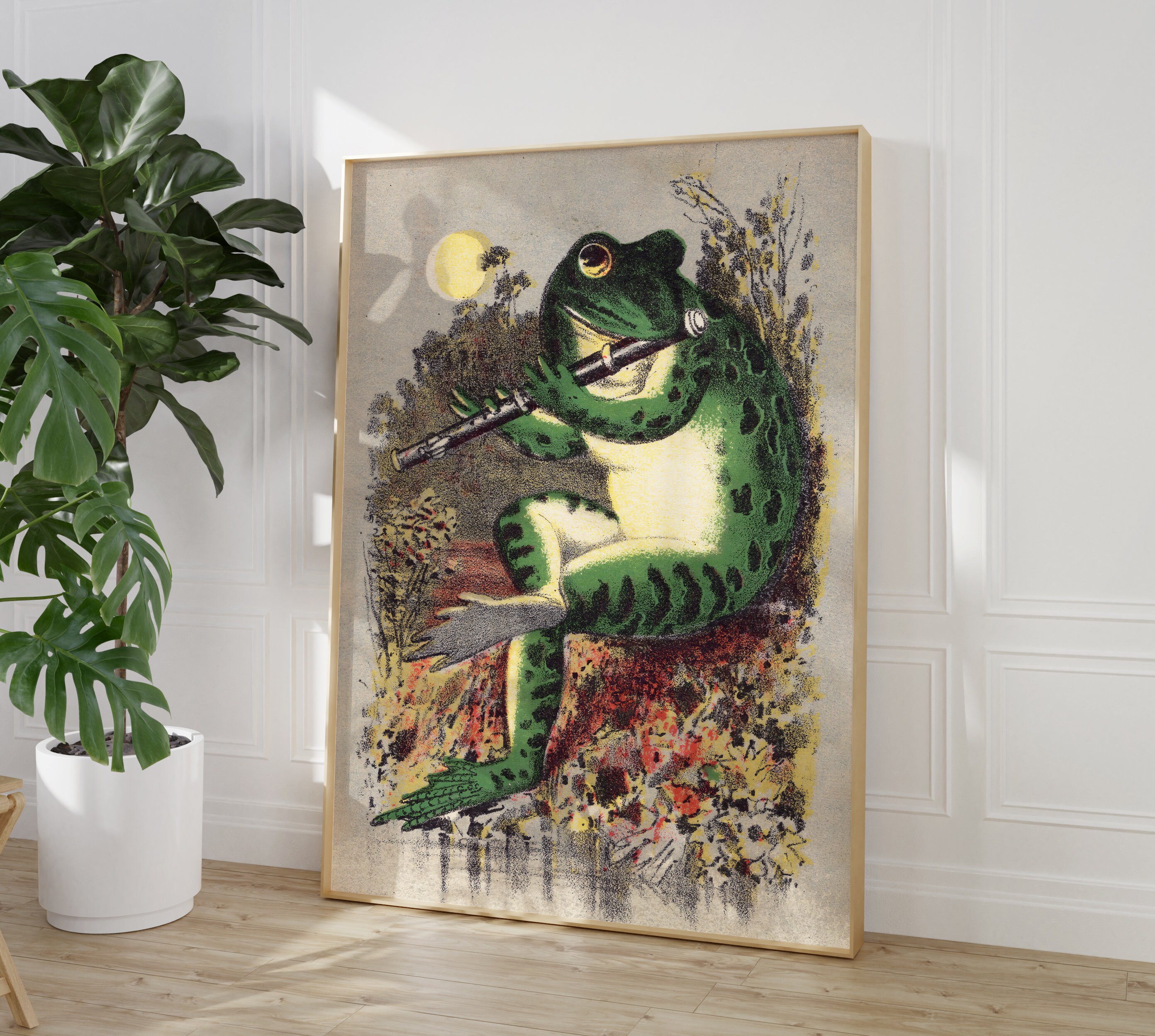 Clarinet Frog Printable Wall Art Digital Download Vintage - Etsy