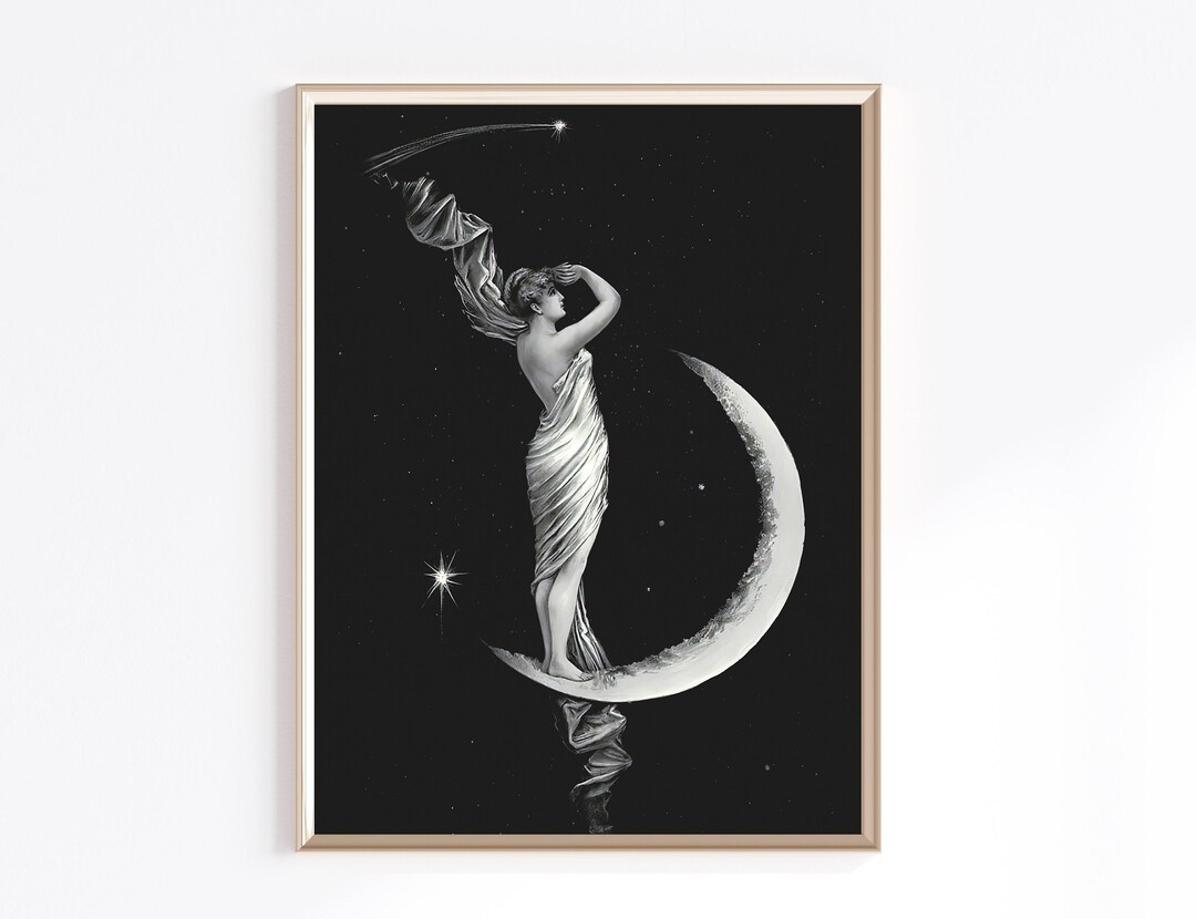 Moon Goddess Printable Art | Digital Download | Cresent Moon Print ...
