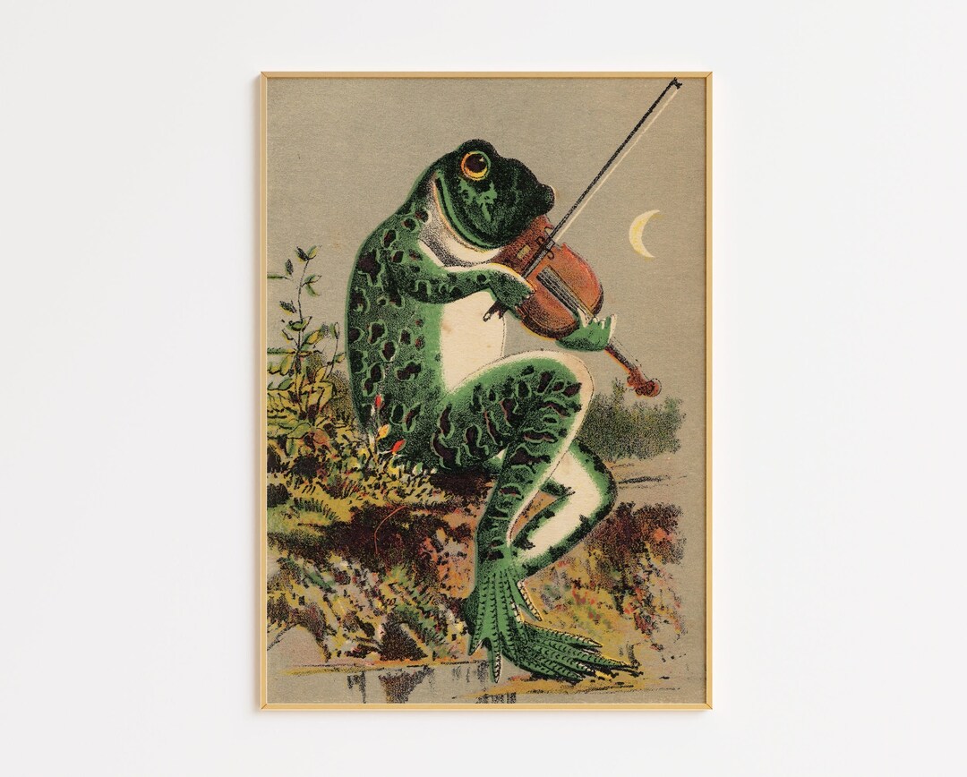 Violin Frog Printable Wall Art | Digital Download | Vintage Frog Art ...