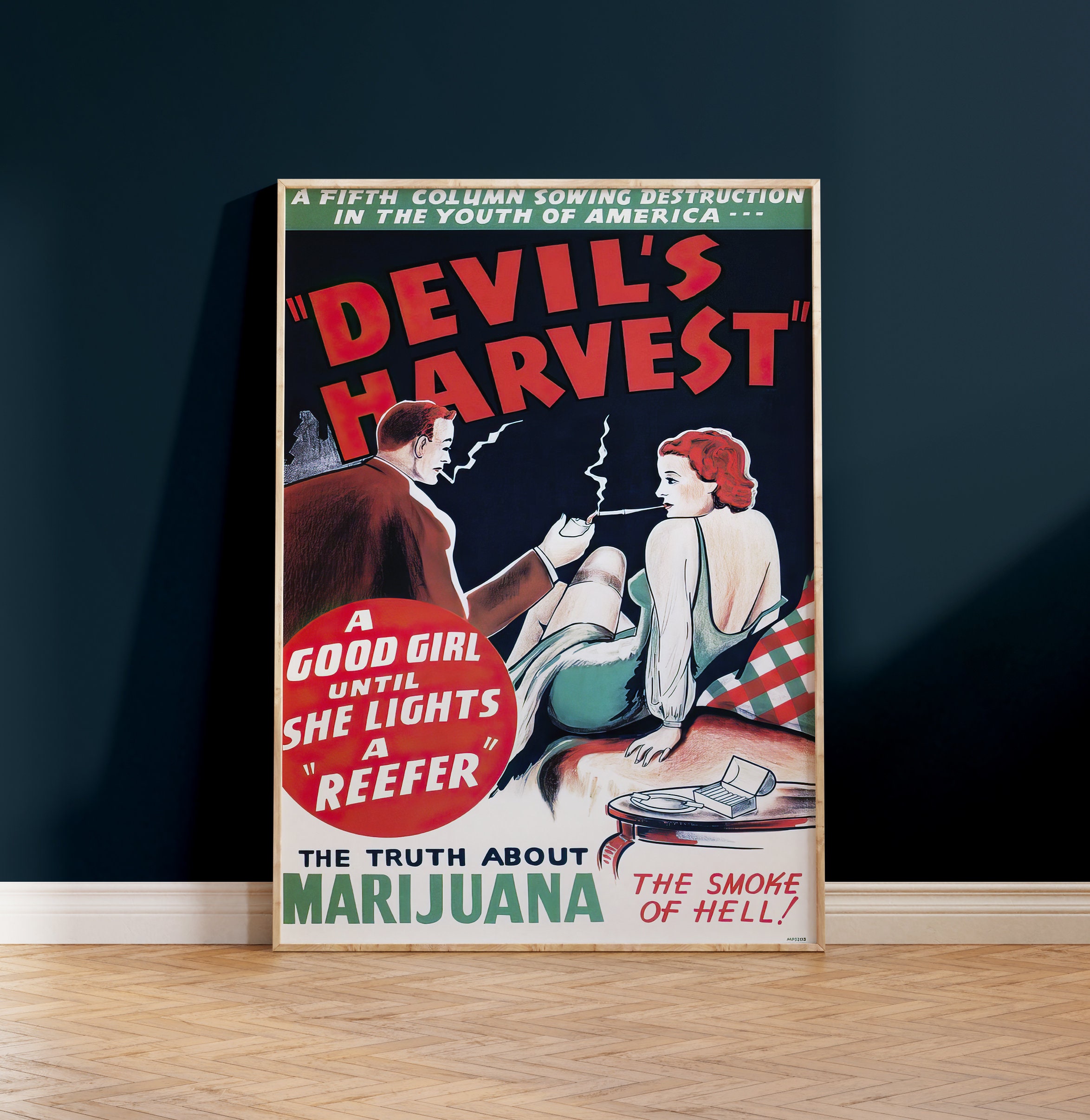 Marijuana Printable Poster Digital Download Devils Harvast Poster ...