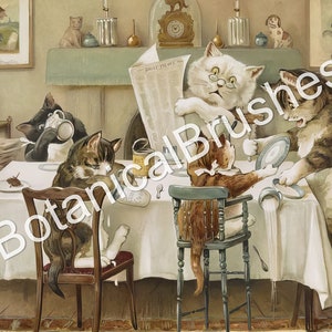 Cat Breakfast Kitchen Printable Art | Digital Download | Kitchen Cat ...