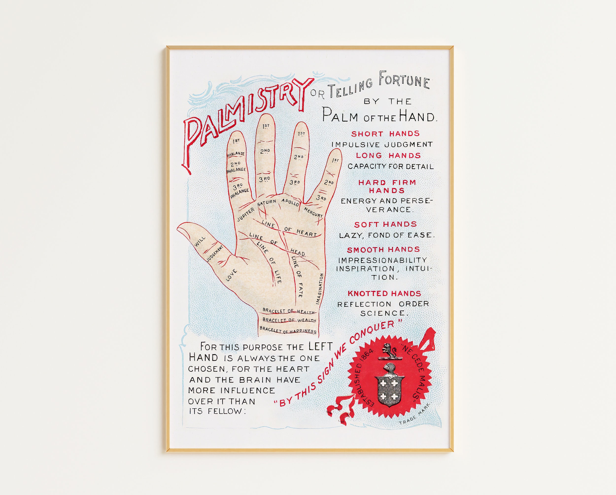 Palmistry Printable Wall Art | Digital Download | Fortune Teller Print ...