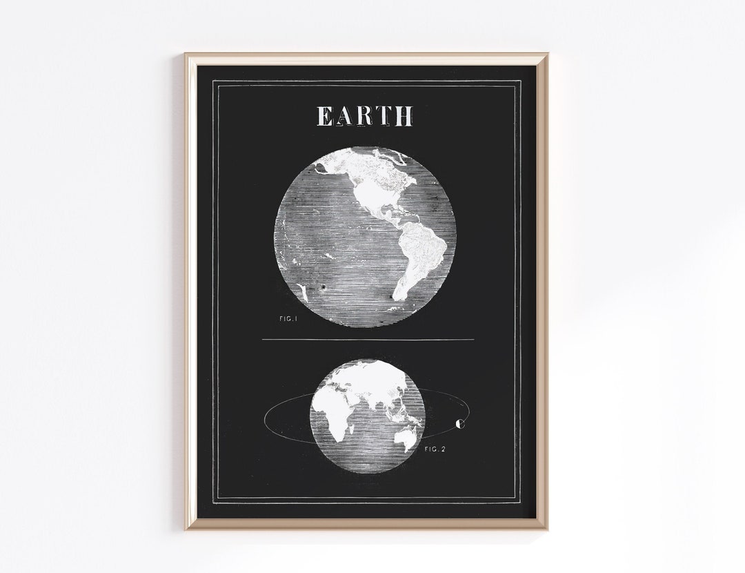 Printable Earth Wall Art | Digital Download | Space Poster | Antique ...
