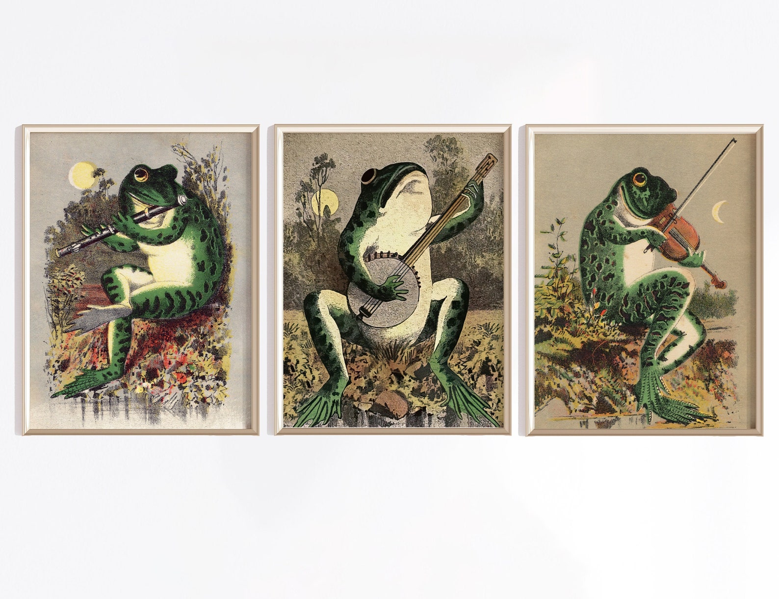 Printable Frog Art Set Digital Download Vintage Frog Art Vintage Poster ...