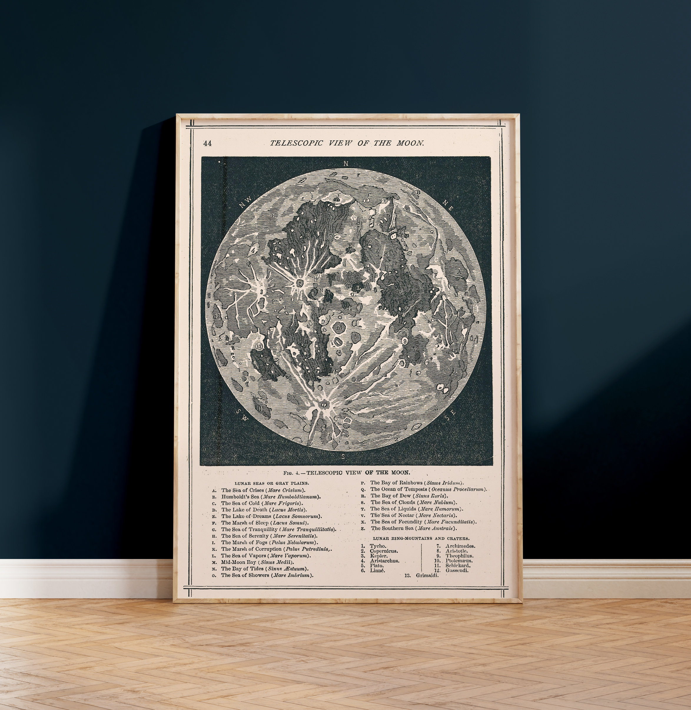 Printable Moon Map Vintage Moon Poster Astronomy Antique - Etsy
