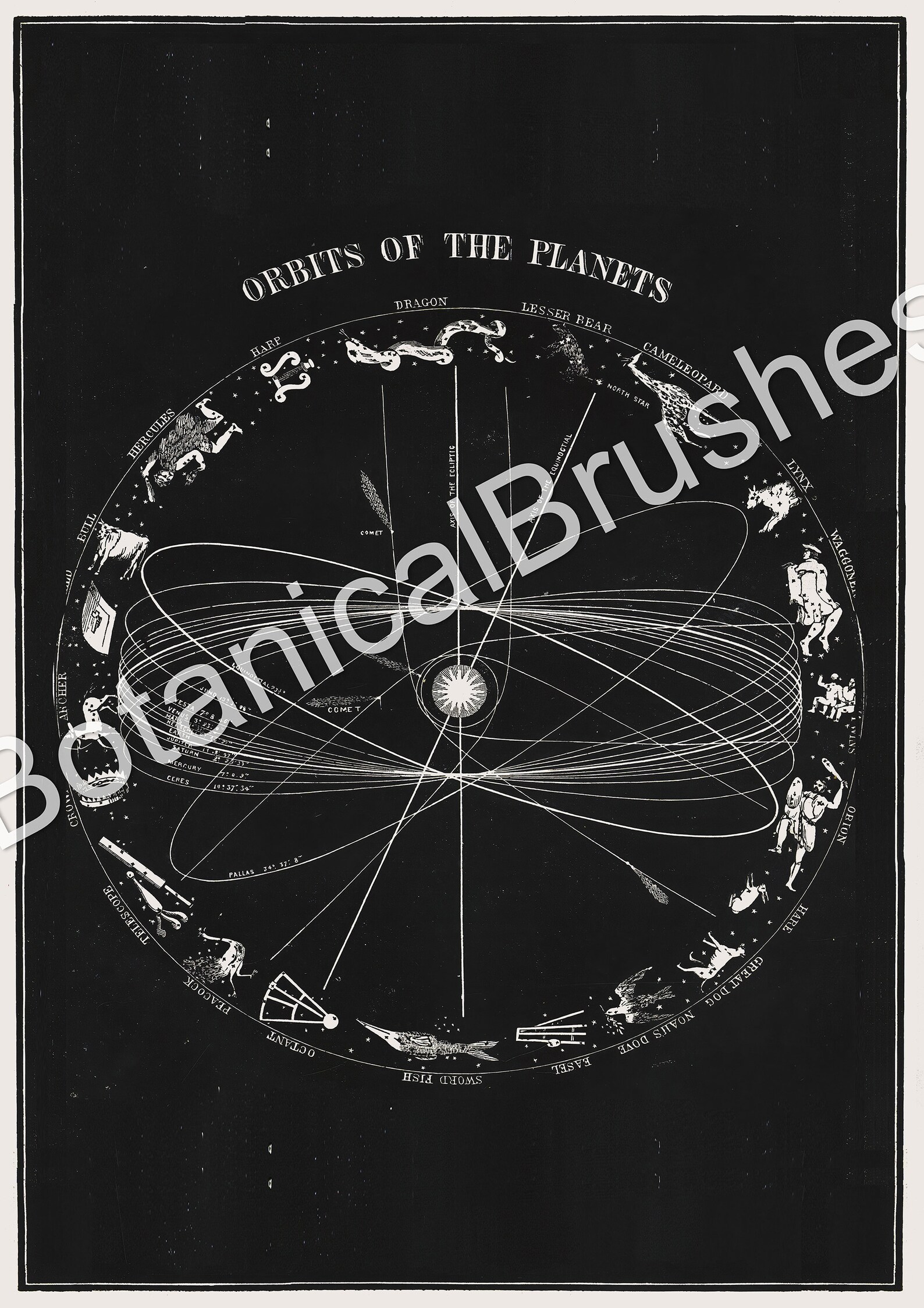 Printable Astrology Poster | Vintage Astrology Chart | Vintage Space ...