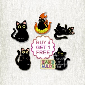 Black Cat Lapel Pin Cat Enamel Pin Gift Set Cute Cat Pin Set Personal ...