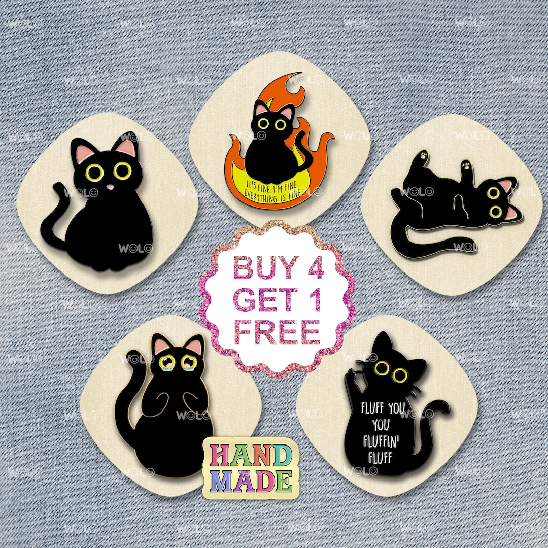 Black Cat Lapel Pin Cat Enamel Pin Gift Set Cute Cat Pin Set Personal ...