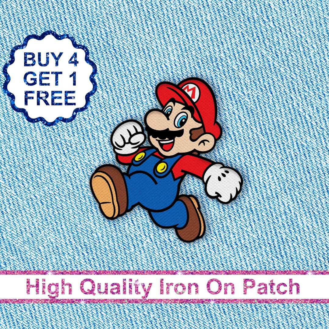 Funny Mario Patch Super Mario Cool Patches Iron on Patch Embroidered ...