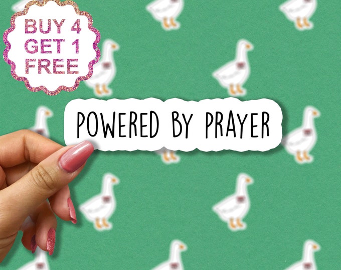 Powered by Prayer Sticker, Faith Decal, Pray Christian Laptop Decal ...
