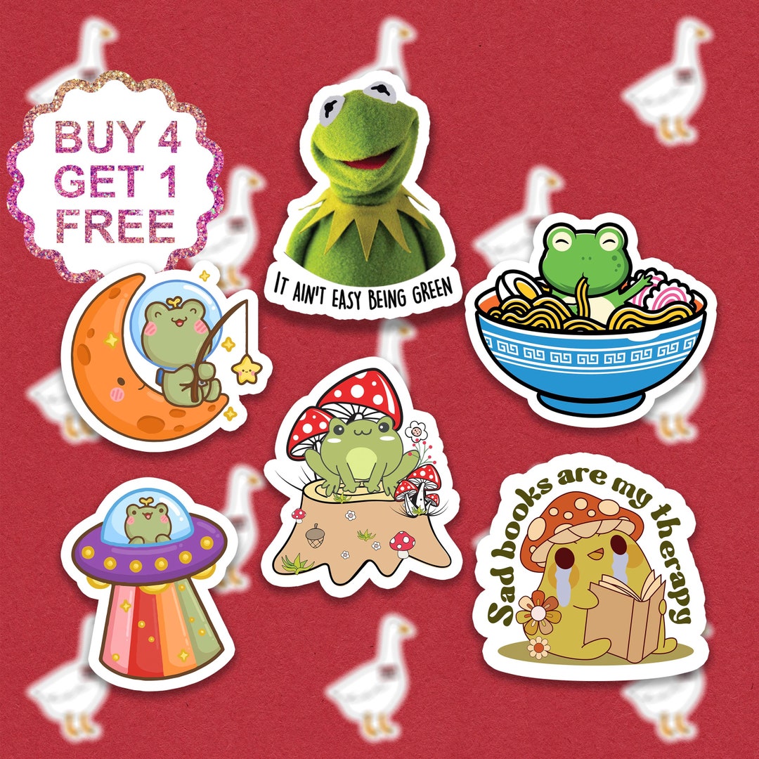 Mushroom Frog Sticker Funny Frogs Meme Sticker Frog Lovers Gift Sticker ...