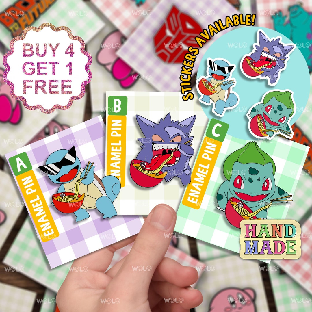 Squirtle Ramen Meme Enamel Pins Gift Set Anime Meme Gift Funny Lapel ...