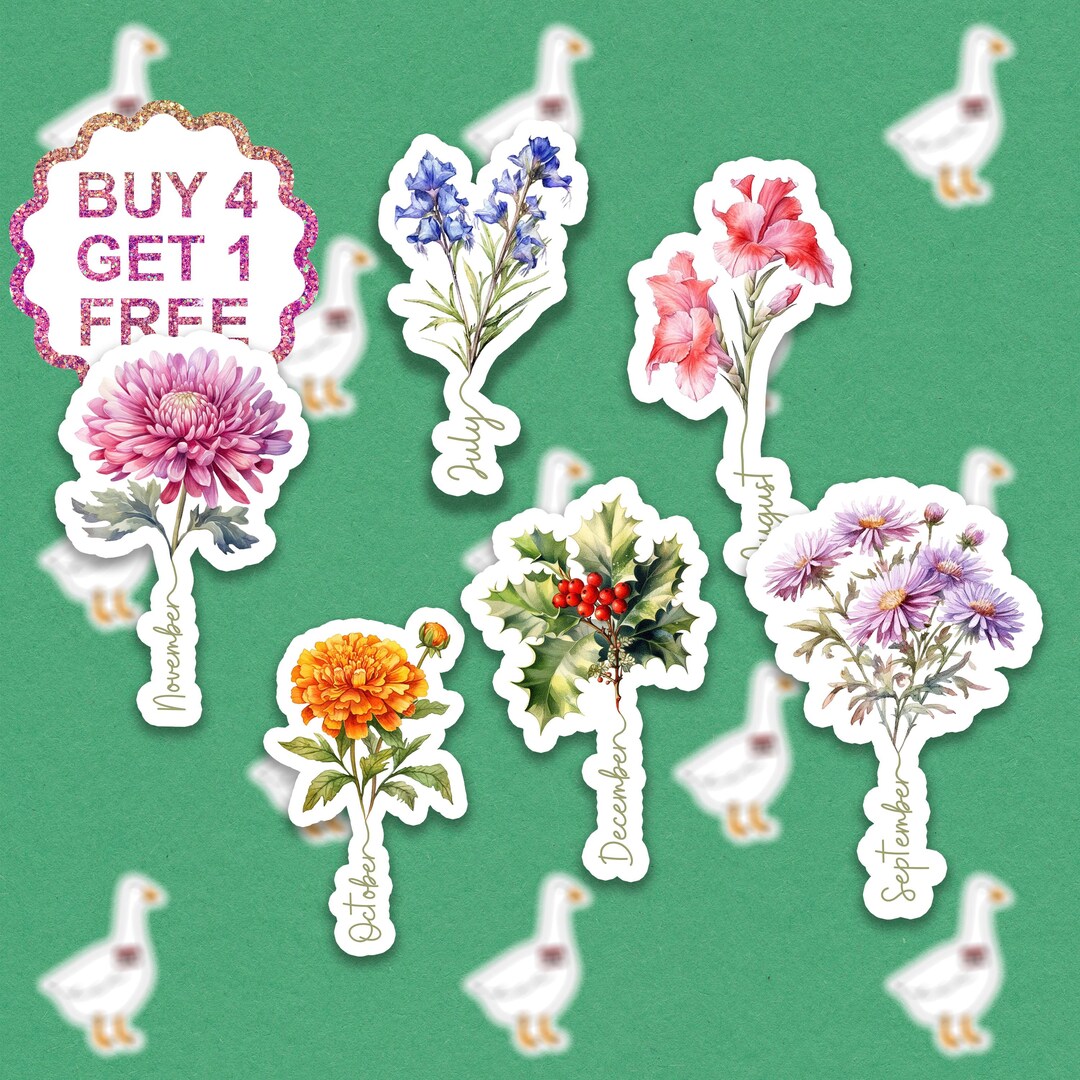 Chrysanthemum Daisy Birth Flower Stickers Wild Flower Stickers Birth ...